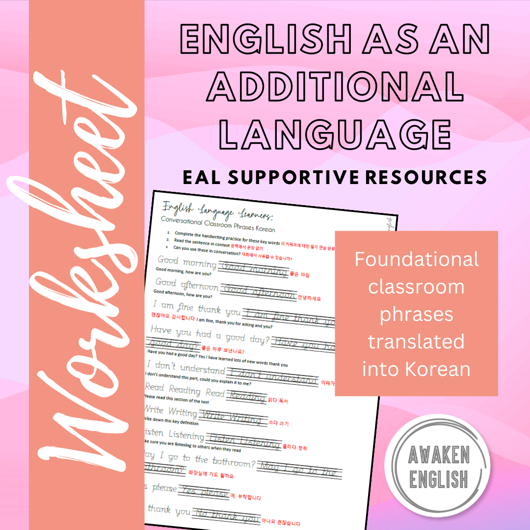 EAL & ELL Support: Korean Translations – Awaken English